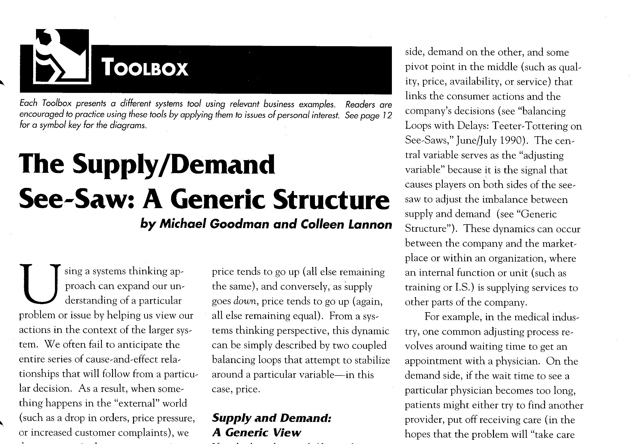 The Systems Thinker – The Supply/Demand See-Saw: A Generic Structure ... The Systems Thinker – The Supply/Demand See-Saw: A Generic Structure ...